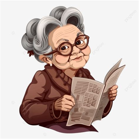 신문 만화 캐릭터를 읽는 귀여운 할머니 할머니 만화 캐릭터 Png 일러스트 및 이미지 에 대한 무료 다운로드 Pngtree