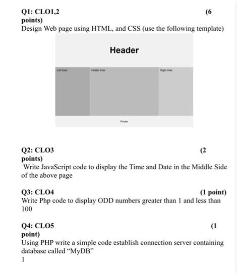 Solved Q1 Clo12 Points Design Web Page Using Html And