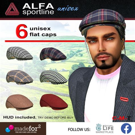 Second Life Marketplace Alfa Flat Cap Unisex