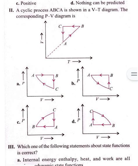 C Positive D Nothing Can Be Predicted Ii A Cyclic Process Abca Is Show
