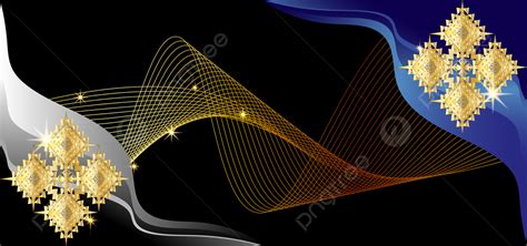 웨이브 라인이 있는 파란색 그라데이션 스트라이프 프레임과 배경을 위한 우아한 황금색 태국 패턴으로 구성된 추상 검정색 배경 추상 검은 배경 블루 그라데이션 블랙