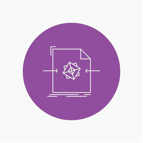 3d Document File Object Processing White Line Icon In Circle Background Vector Icon