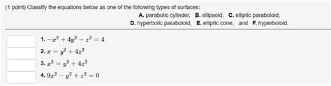 solved 1 point classify the equations below as one of the
