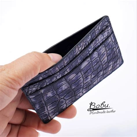 Nubuck Alligator Credit Card Holder Genuine Alligator Leather Credit
