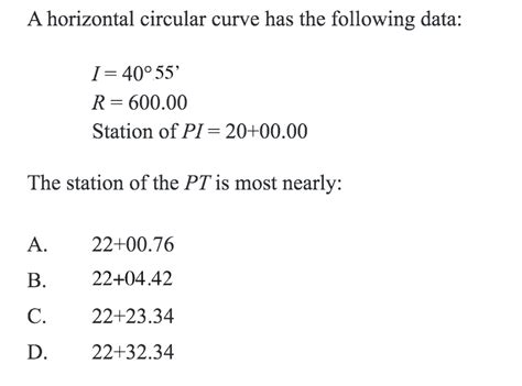 FE Civil Exam Horizontal Curve Practice Problem PE Exam Passpoint By EMI