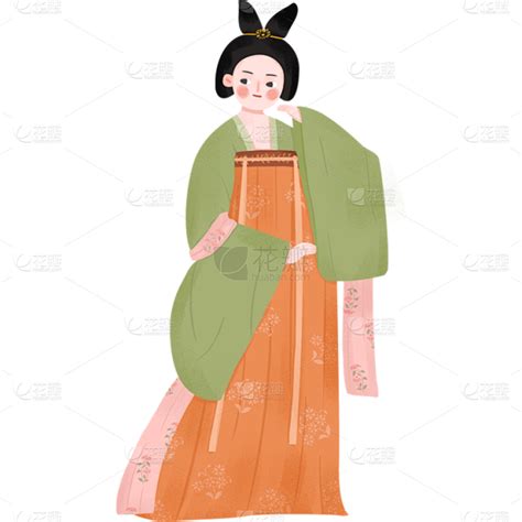 手绘古代美人服饰插画