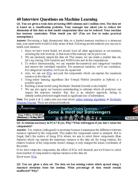 40 Interview Questions On Machine Learning From Analytics Vidhya 40 Interview Questions On