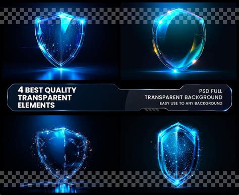 보호 방패 효과 투명한 배경에 미래의 빛 스타일 프리미엄 Ai 생성 Psd