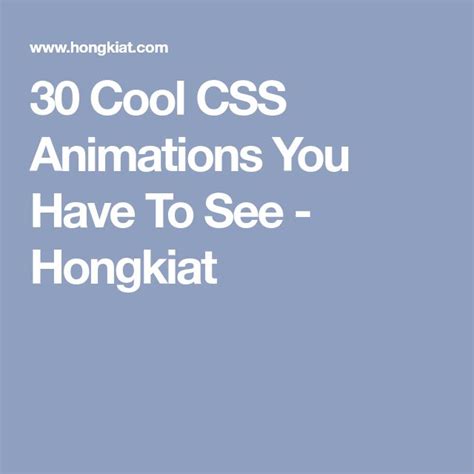 30 Cool Css Animations For Your Inspiration Web Development Design