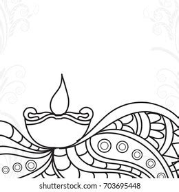 Diwali Black And White Clipart