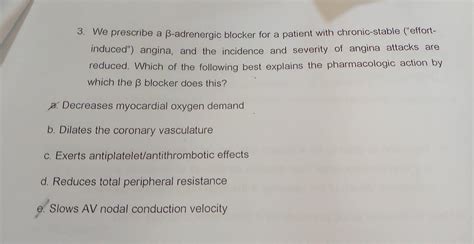 Solved We Prescribe A β Adrenergic Blocker For A Patient
