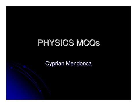 SOLUTION Physics Physics Mcqs Mcqs Studypool
