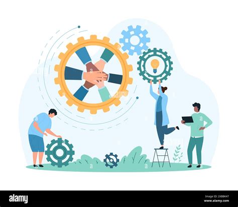 Effective And Strong Dedicated Team Collaboration Of Employees Tiny People Holding Light Bulb
