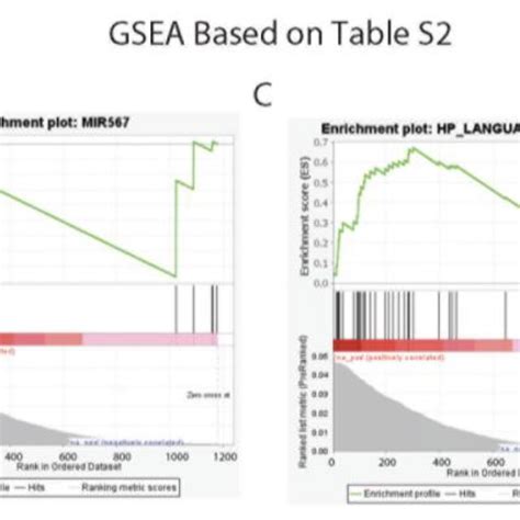 Enrichment Plots From The Gene Set Enrichment Analysis Af Are