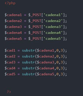 CONCATENAR Primeras Tres LETRAS De CADENAS Ingresadas En PHP