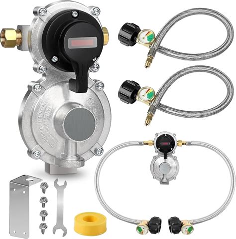 Rv Propane Regulator 2 Tank Hoses Lp Gas Regulator 2 Stage