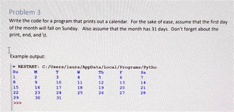 Solved Write The Code For A Program That Prints Out A