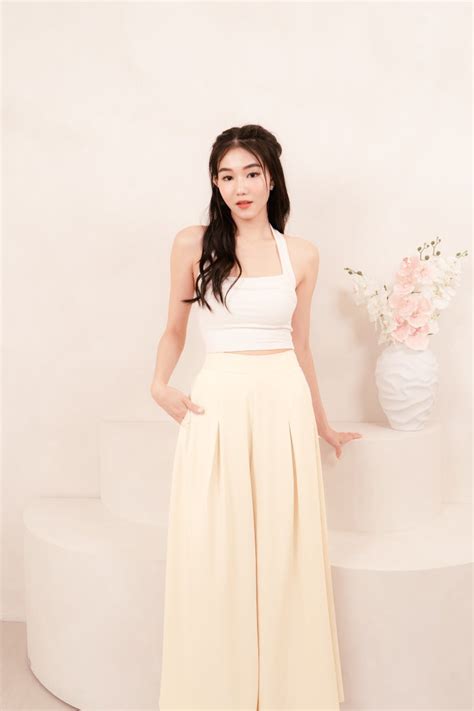 Bare Basic Luna Halter Top In White Mikayla