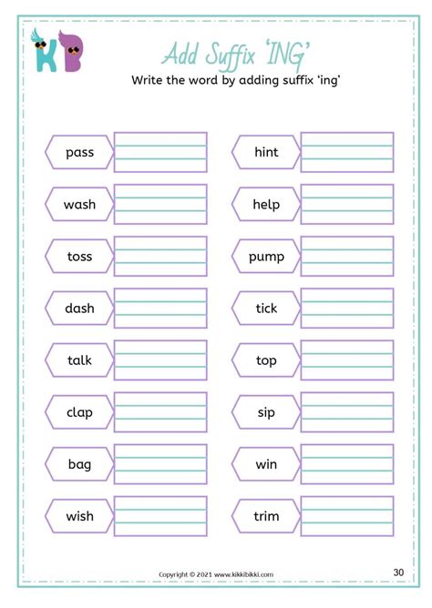 Adding Suffix Ing Free Phonics Printable Worksheets