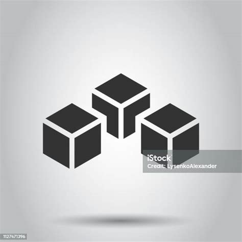 평면 스타일에서 Blockchain 기술 벡터 아이콘입니다 암호화 큐브 블록 그림입니다 Blockchain 알고리즘 개념입니다 경호에 대한 스톡 벡터 아트 및 기타 이미지