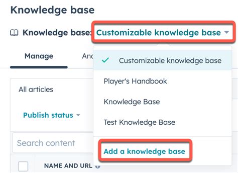 create and customize a knowledge base legacy