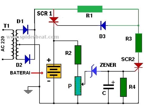 Skema Rangkaian Monitor Pengisian Baterai Untuk Baterai Charger