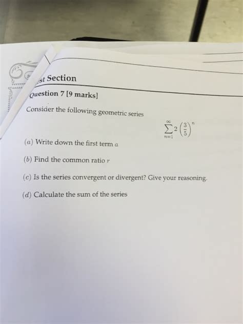 Solved Consider The Following Geometric Series Sigma N