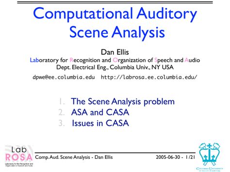 Computational Auditory Scene Analysis 1 2