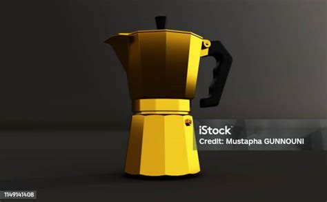 전통적인 황금 이탈리아 끔의 3d 렌더링 검은 배경에 고립 된 모카 냄비 고풍스런에 대한 스톡 사진 및 기타 이미지 고풍스런 골동품 금 금속 Istock