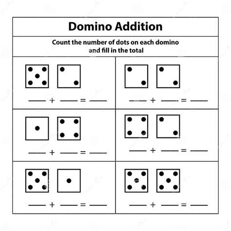 Domino Addition Counts The Number Of Dots Each Domino Fills The Total