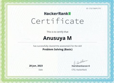 Anusuya Marimuthu On Linkedin Hackerrank