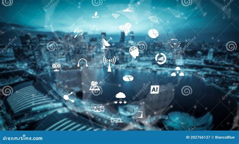 Advanced Communication And Global Internet Network Connection In Smart City Stock Image Image
