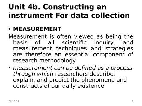 Constructing An Instrument For Data Collection Docsity
