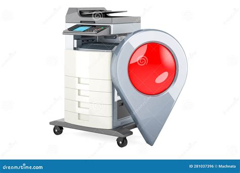 Office Multifunction Printer Mfp With Map Pointer 3d Rendering Stock