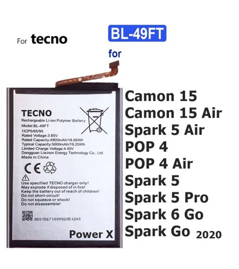 TECNO Spark 6 Go Battery Replacement BL 49FT Battery With 5000mAh Capacity Silver Sale Price