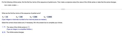 solved for the following infinite series find the first