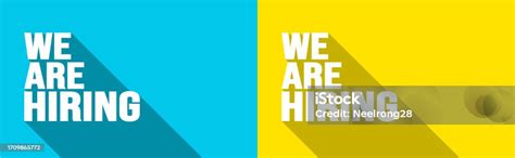 우리는 채용 공고 긴 그림자 배너 포스터 및 소셜 미디어 게시물 템플릿을 고용하고 있습니다 검색 및 모집의 비즈니스 개념입니다 우리 팀 발표 레터링 연설에 참여하십시오 벡터