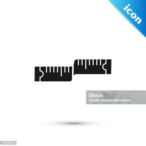 흰색 배경에 격리 된 검은 색 테이프 측정 아이콘입니다 측정 테이프 벡터 일러스트레이션 개념에 대한 스톡 벡터 아트 및 기타