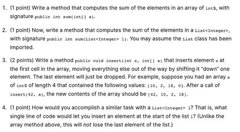 solved 1 1 point write a method that computes the sum of