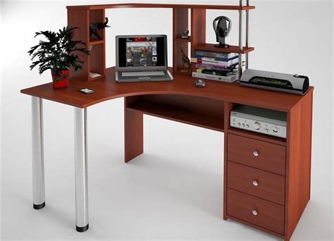 Угловой письменный стол с надстройкой и шкафчиками