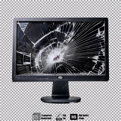 Broken Computer Monitor Smashed Screen Isolated On A Neutral Background Premium Ai Generated Psd