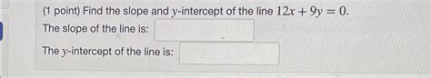 Solved 1 ﻿point ﻿find The Slope And Y Intercept Of The