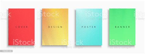 밝은 다채로운 커버 템플릿 배경 플래 카드 브로셔 배너 전단지 등의 컬렉션 추상적인 하프톤 줄무늬와 점선 포스터 생생한 색상 트렌디 한 디자인 0명에 대한 스톡 벡터 아트