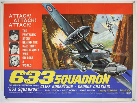 633 Squadron 1964 British Quad Full Colour Film Poster For The Ww2