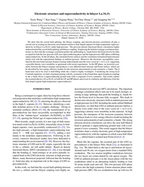 Pdf Electronic Structure And Superconductivity In Bilayer La3ni2o7