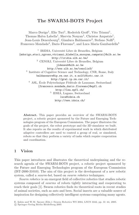 Pdf The Swarm Bots Project