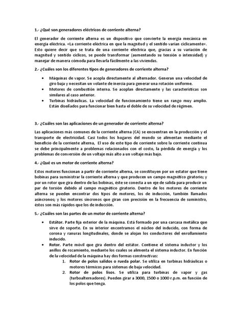 Generadores De Corriente Alterna Pdf Generador Eléctrico