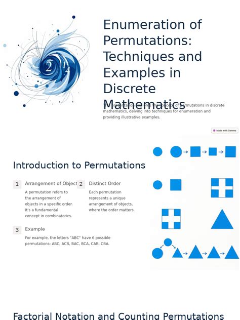 Enumeration Of Permutations Techniques And Examples In Discrete