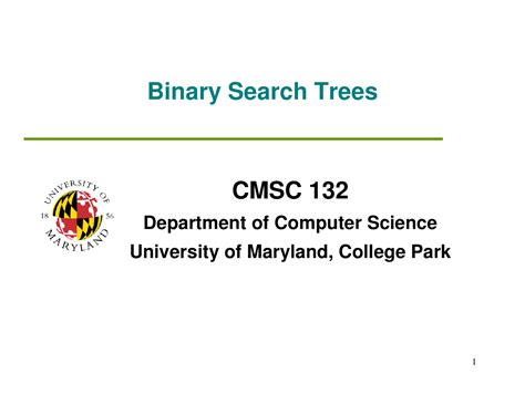 Binary Search Trees Object Oriented Programme Cmsc 132 Docsity