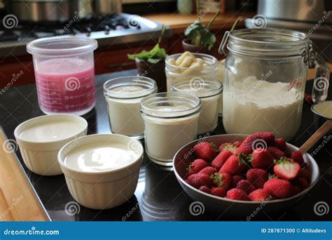 Yogurt Preparation Process Heating Cooling Culturing Stages Stock